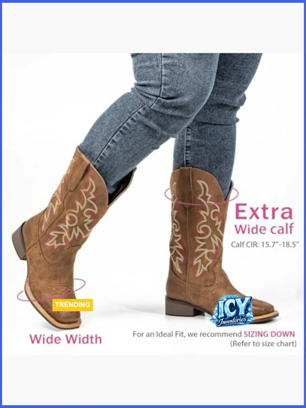 Shoes | Extra Wide Calf Cowboy Boots Square Toe Pullon Western With ...